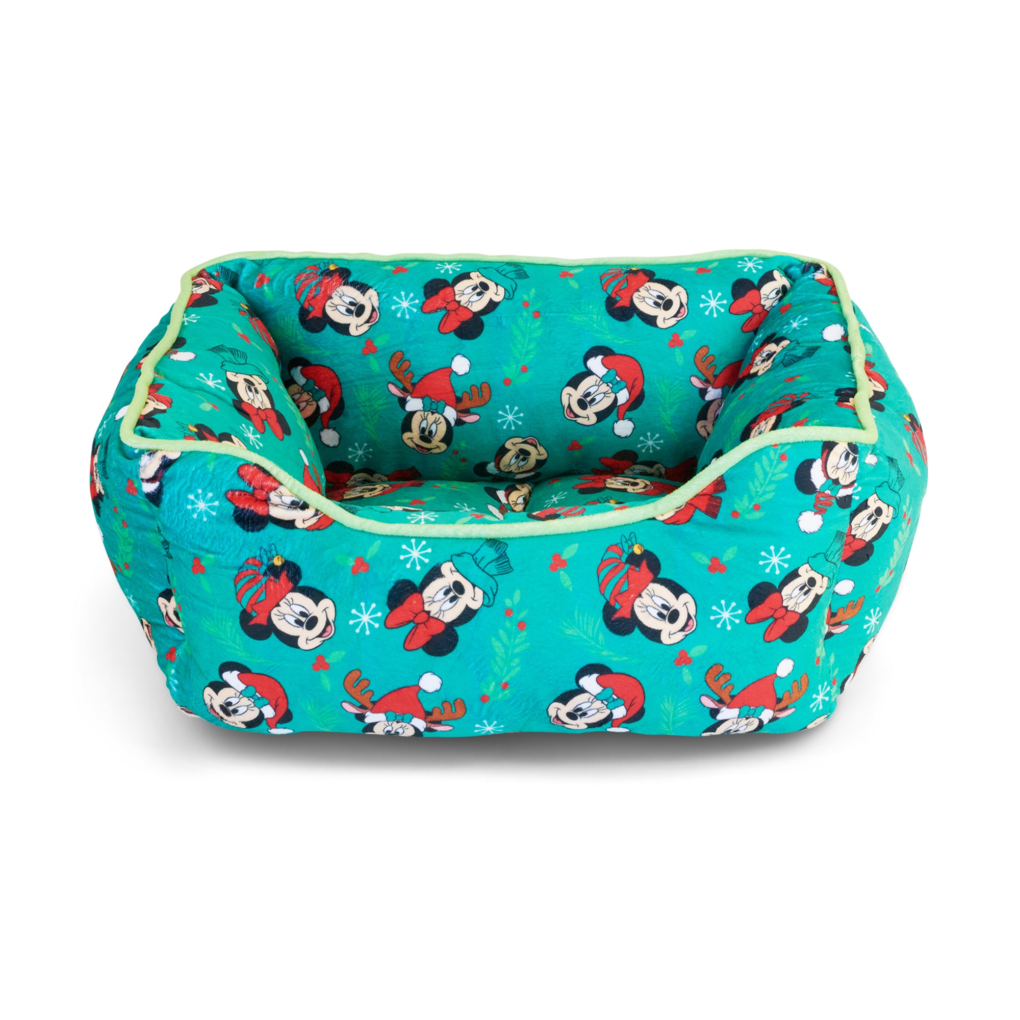 Cuddler Pet Bed - Holiday Mickey and Minnie Expressions Scattered Gree ...