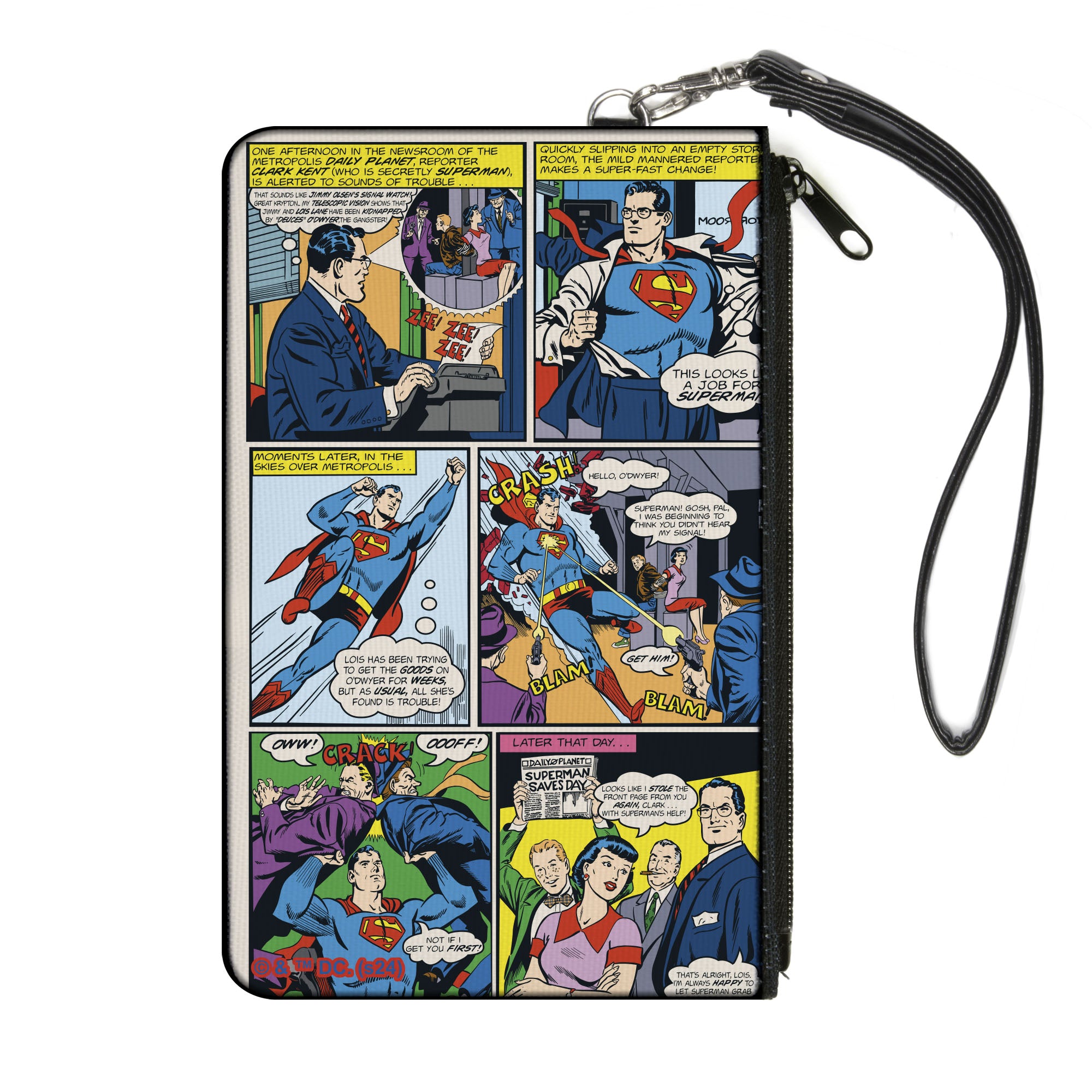 Canvas Zipper Wallet - LARGE - Superman Clark Kent Retro Comic Scene B ...