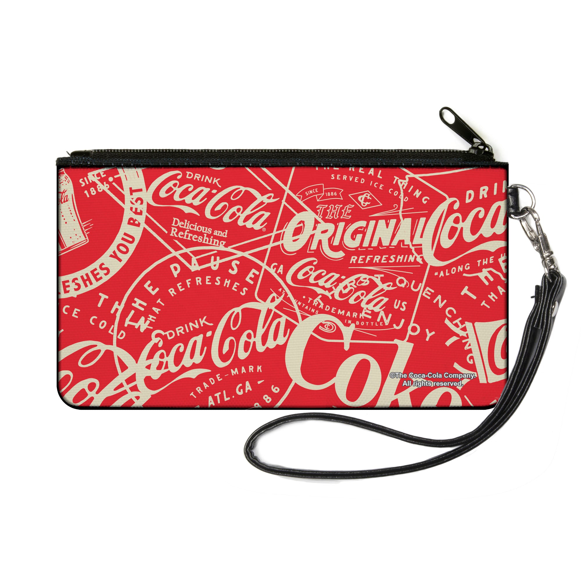 Canvas Zipper Wallet - SMALL - Vintage Coca-Cola Coke Icons and Ad Log ...