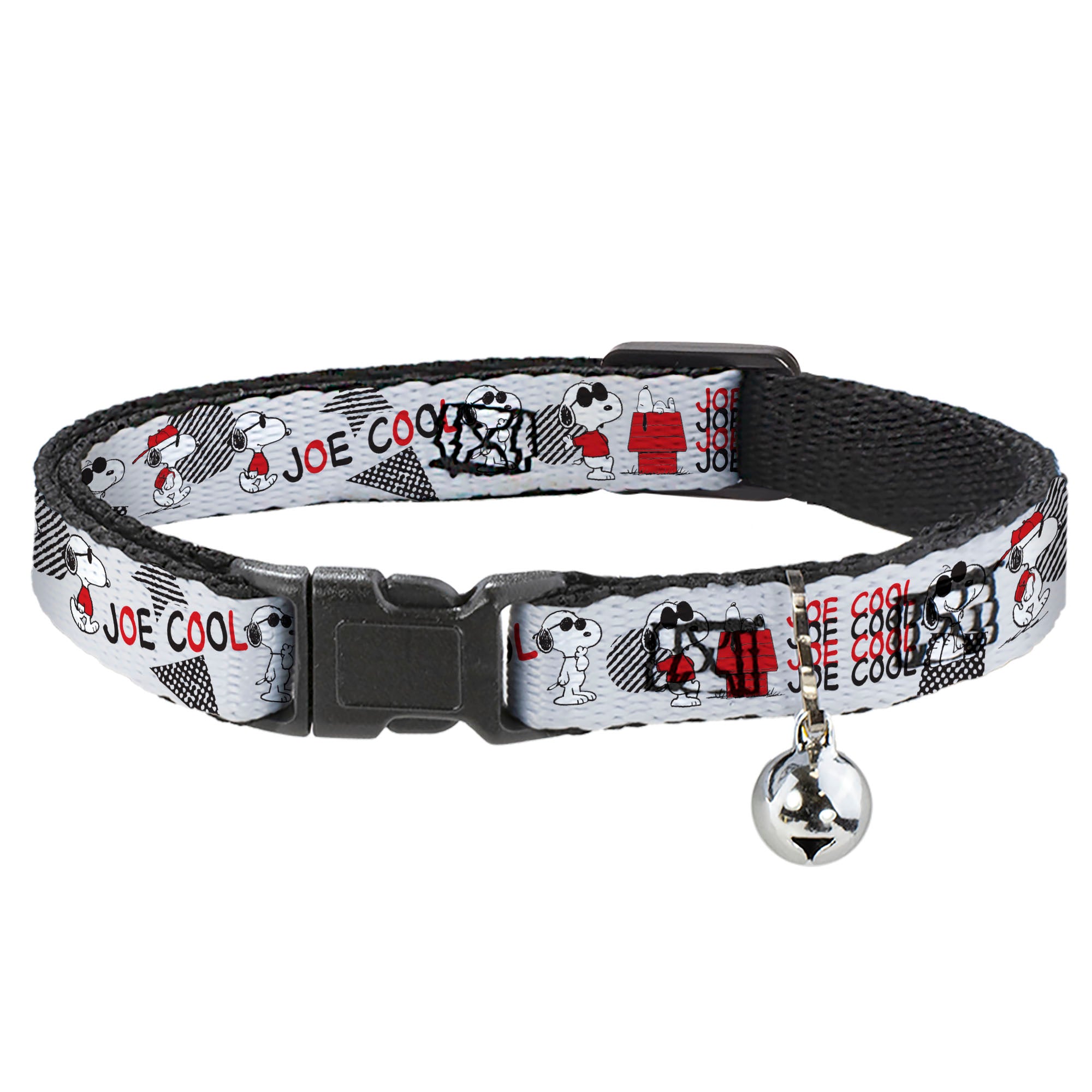 Joe Cool Snoopy Breakaway Cat Collar with Bell – Peanuts Gray/Black/Re ...