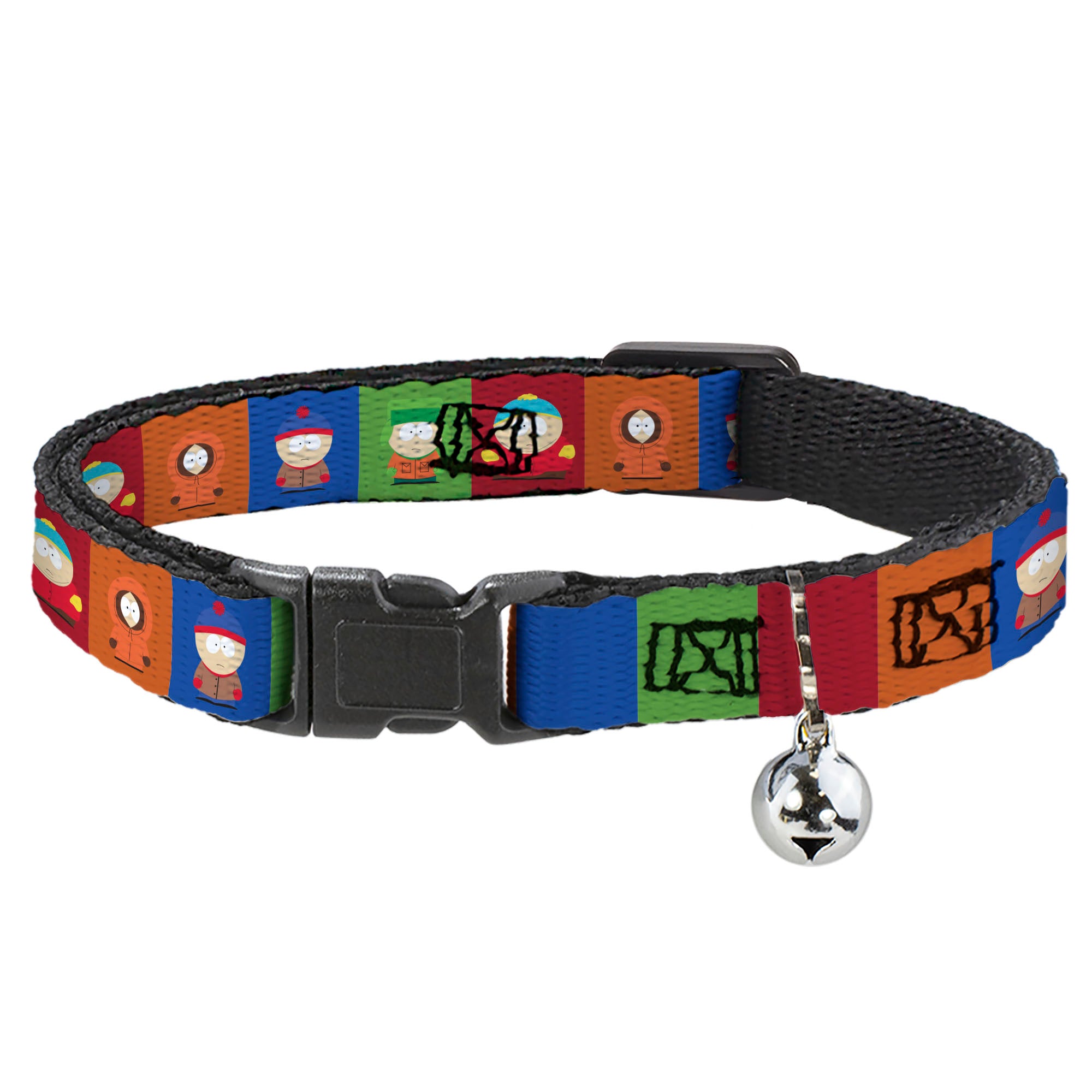 Breakaway Cat Collar with Bell - South Park Boys Pose Blocks Multi Col ...