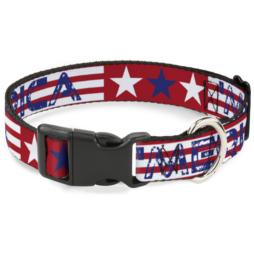 Plastic Clip Collar - 'MERICA Stripes/Stars Red/White/Blue – Buckle-Down