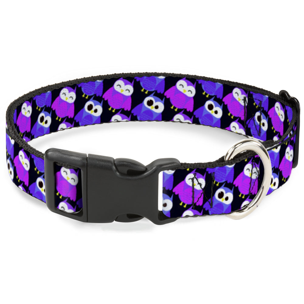 Plastic Clip Collar - Owl Eyes Black/Purples/Pinks – Buckle-Down