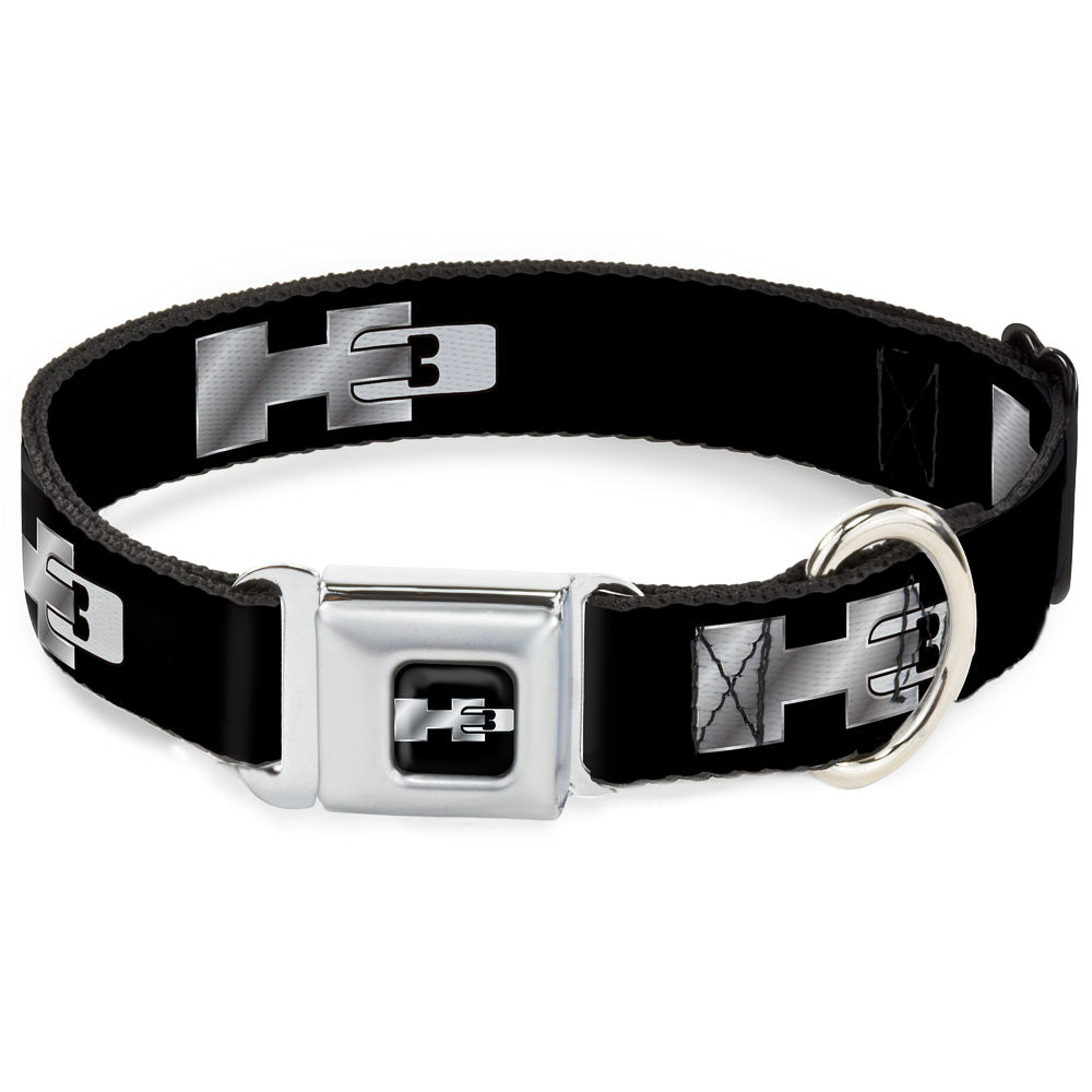 H3 Seatbelt Buckle Collar - H3 Black/Silver Logo REPEAT – Buckle-Down