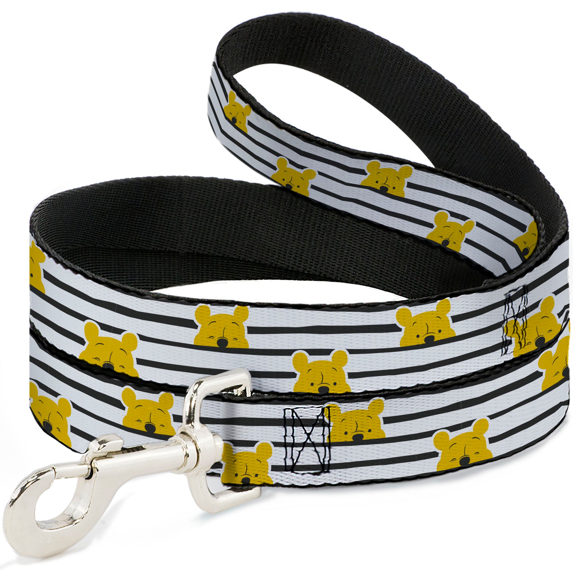 Dog Leash - Winnie the Pooh Peeking Poses Stripe White/Black – Buckle-Down