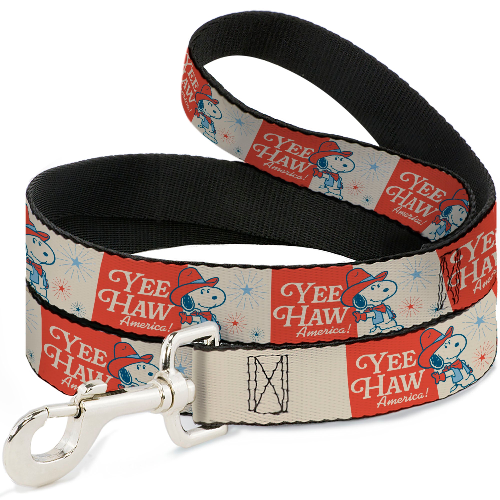 Dog Leash - Peanuts Snoopy YEE HAW AMERICA Pose and Icons Ivory/Blues ...