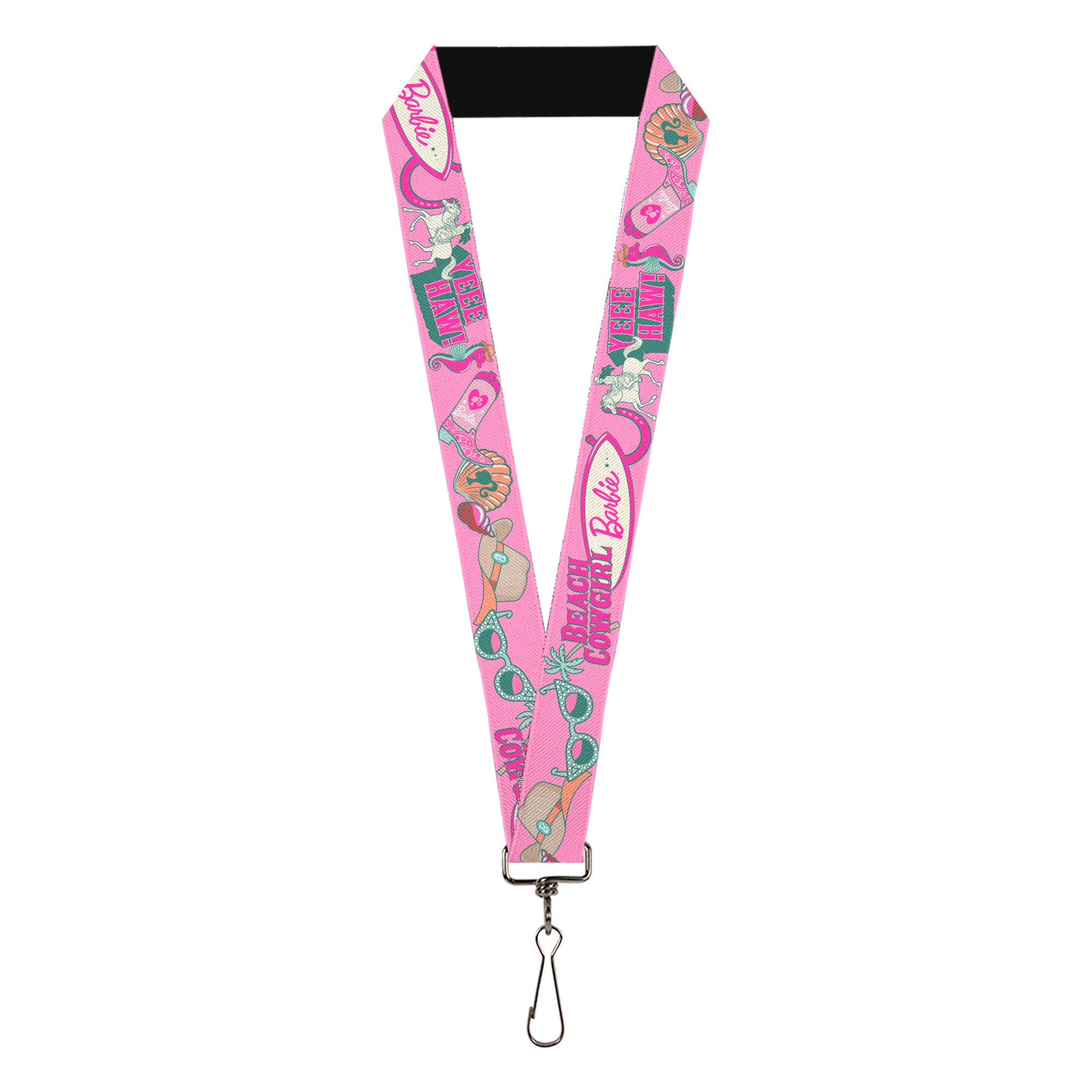 Lanyard - 1.0" - BARBIE BEACH COWGIRL Icons Collage Pinks/Blues ...