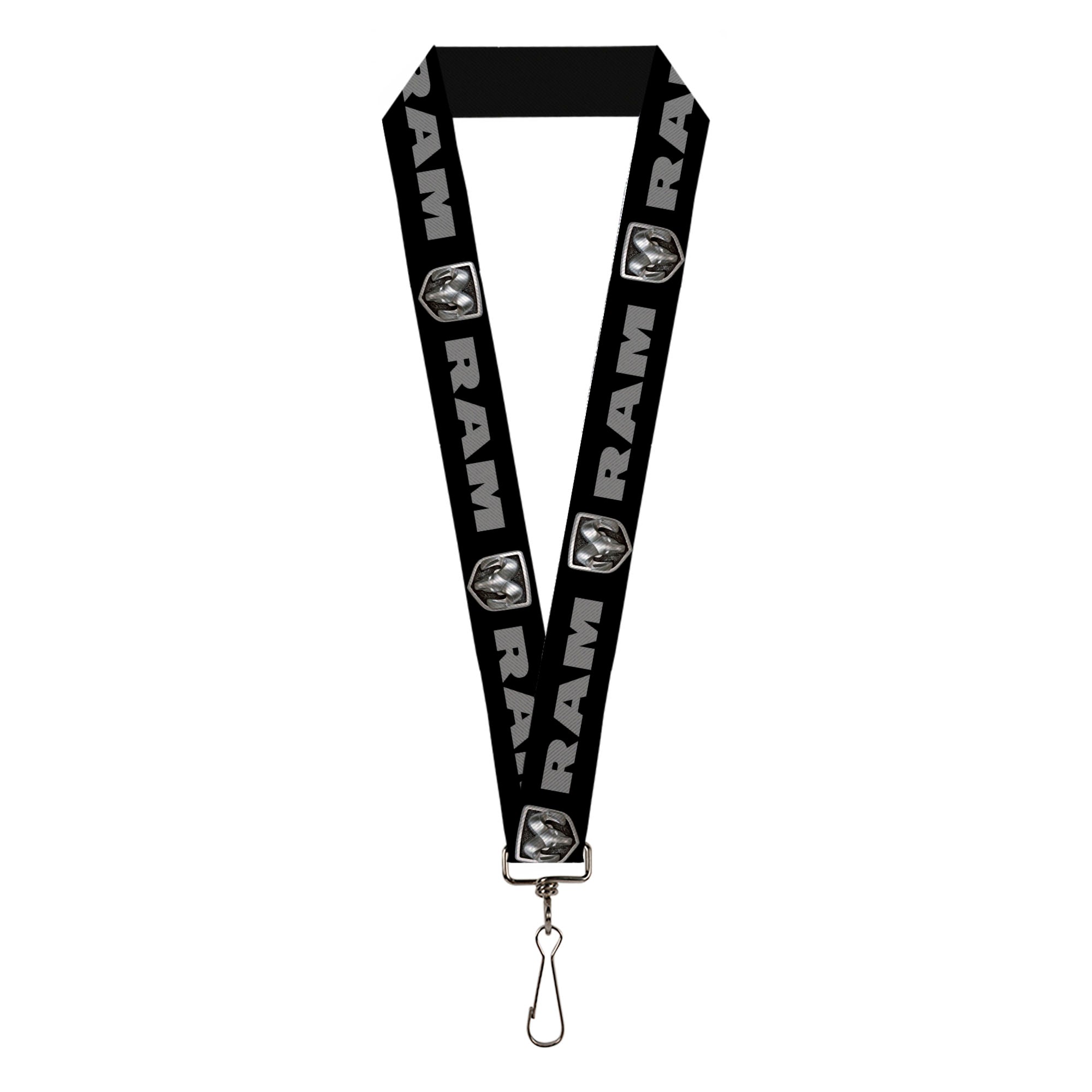 Lanyard - 1.0" - RAM Bold Text Rounded Ram Icon Black Gray Silvers ...