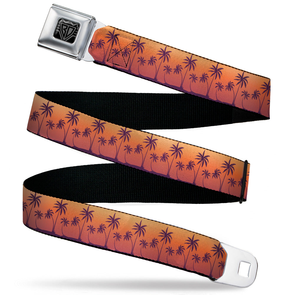 BD Wings Logo CLOSE-UP Black/Silver Seatbelt Belt - Palm Treeline Silh ...