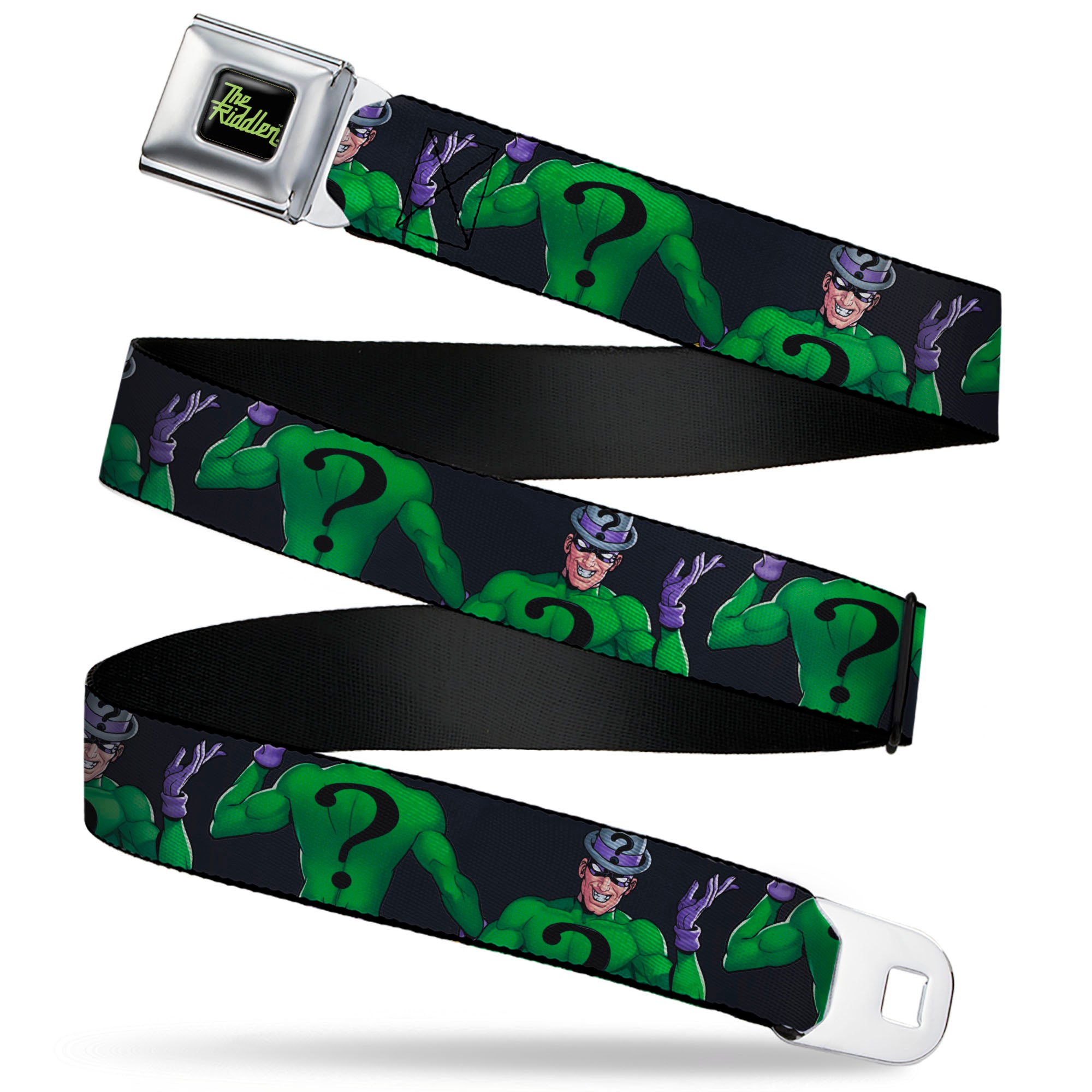 THE RIDDLER Title Log Full Color Black/Green Seatbelt Belt - DC Batman ...