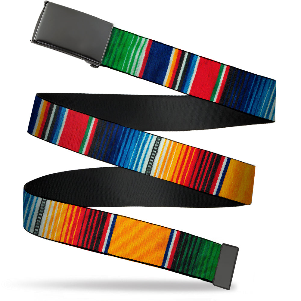 Web Belt Blank Black Buckle - Zarape2 Vertical Multi Color Stripe Webb ...