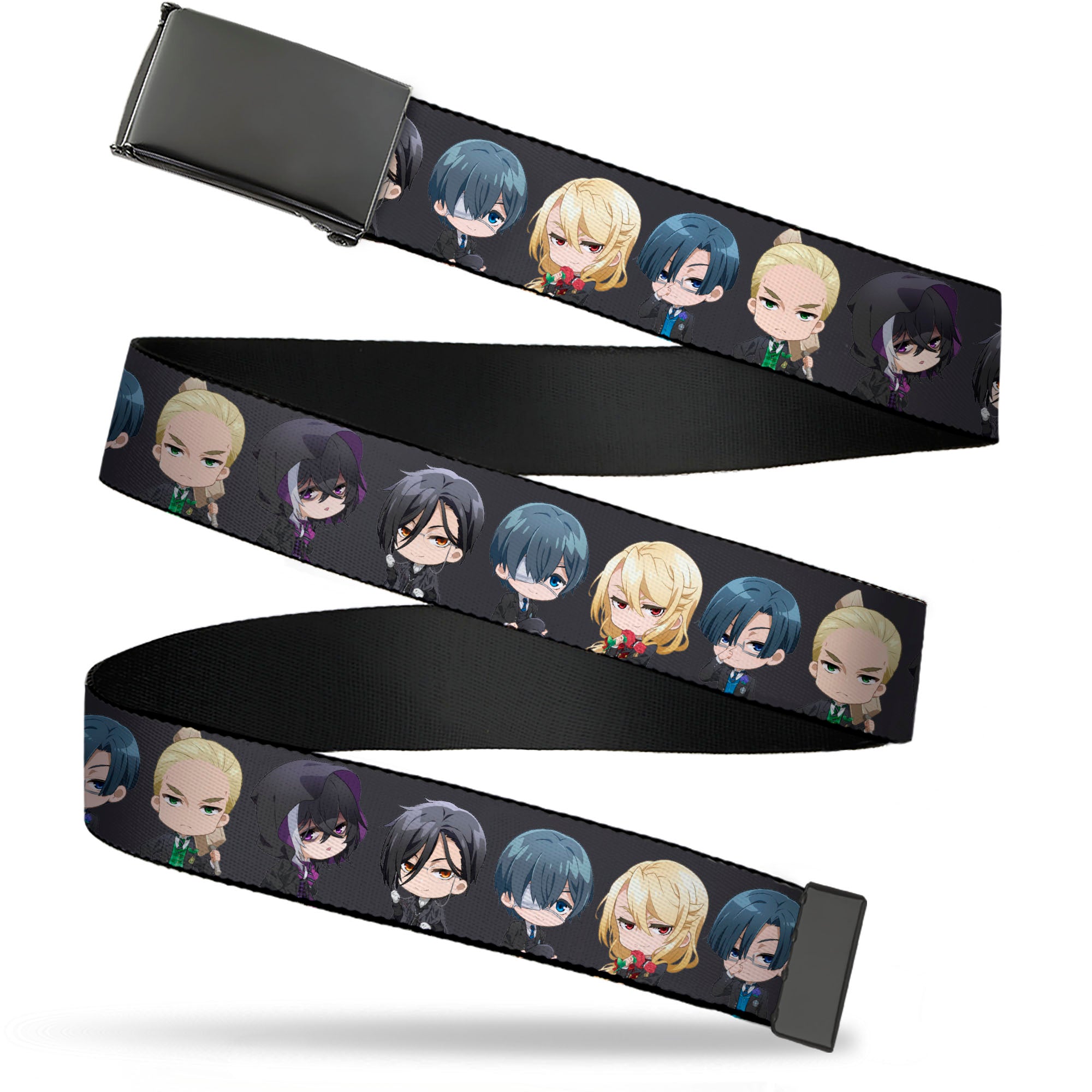 Web Belt Blank Black Buckle - Black Butler Six Chibi Characters Poses ...