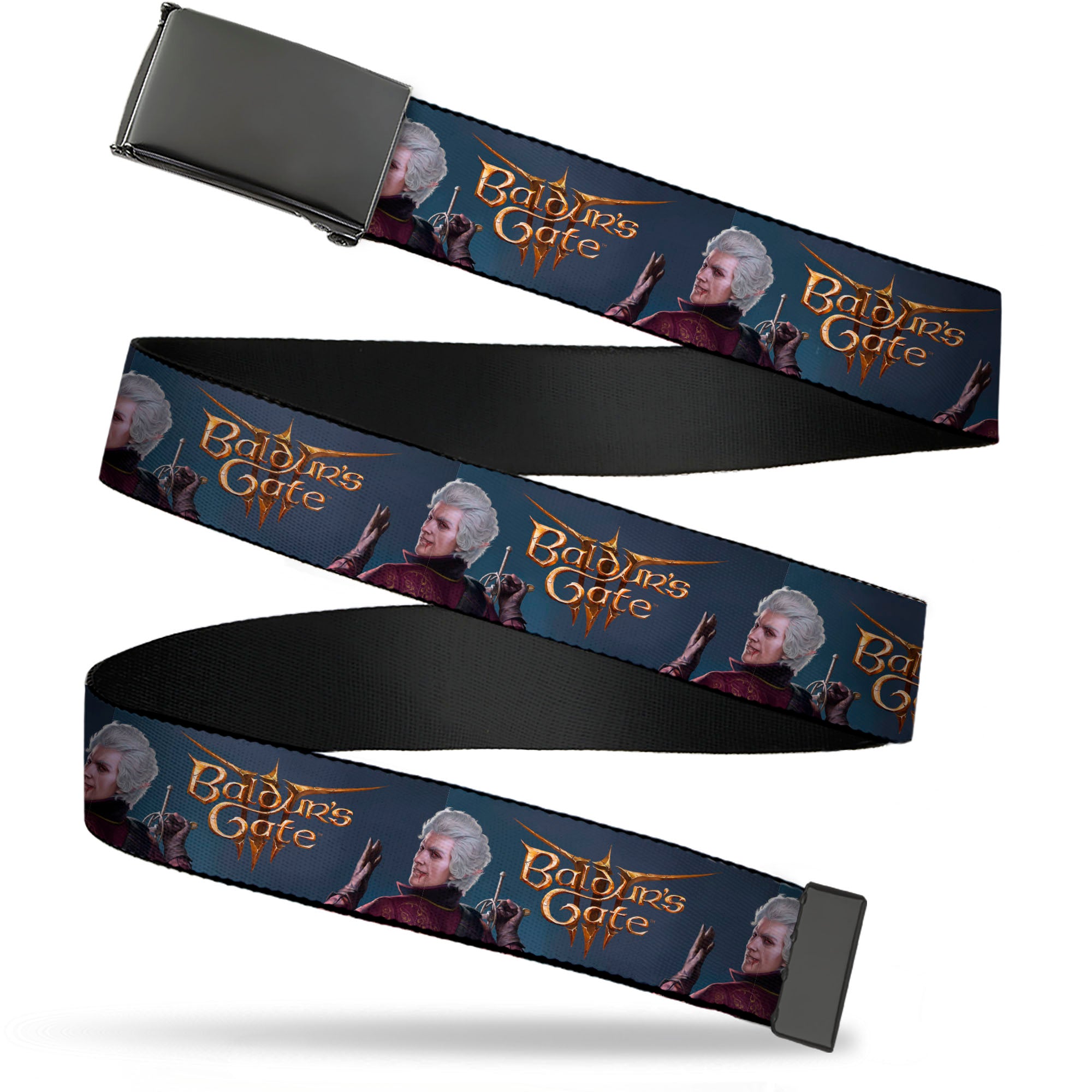 Web Belt Blank Black Buckle - BALDUR'S GATE III Title Logo and Astario ...