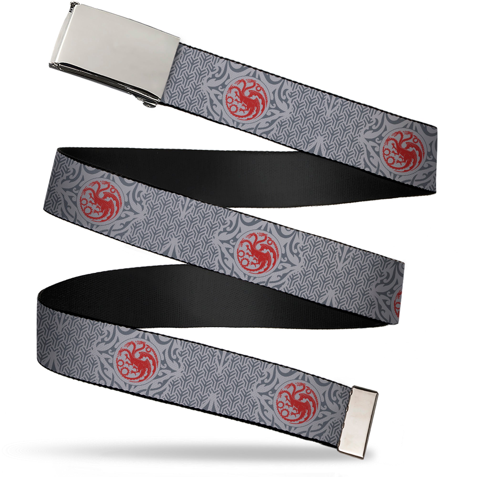 Web Belt Blank Chrome Buckle - House of the Dragon Targaryen Sigil Fou ...