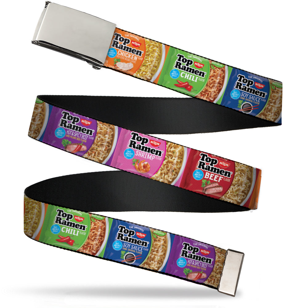 Chrome Buckle Web Belt - Top Ramen Vivid Flavor Blocks Multi Color Web ...