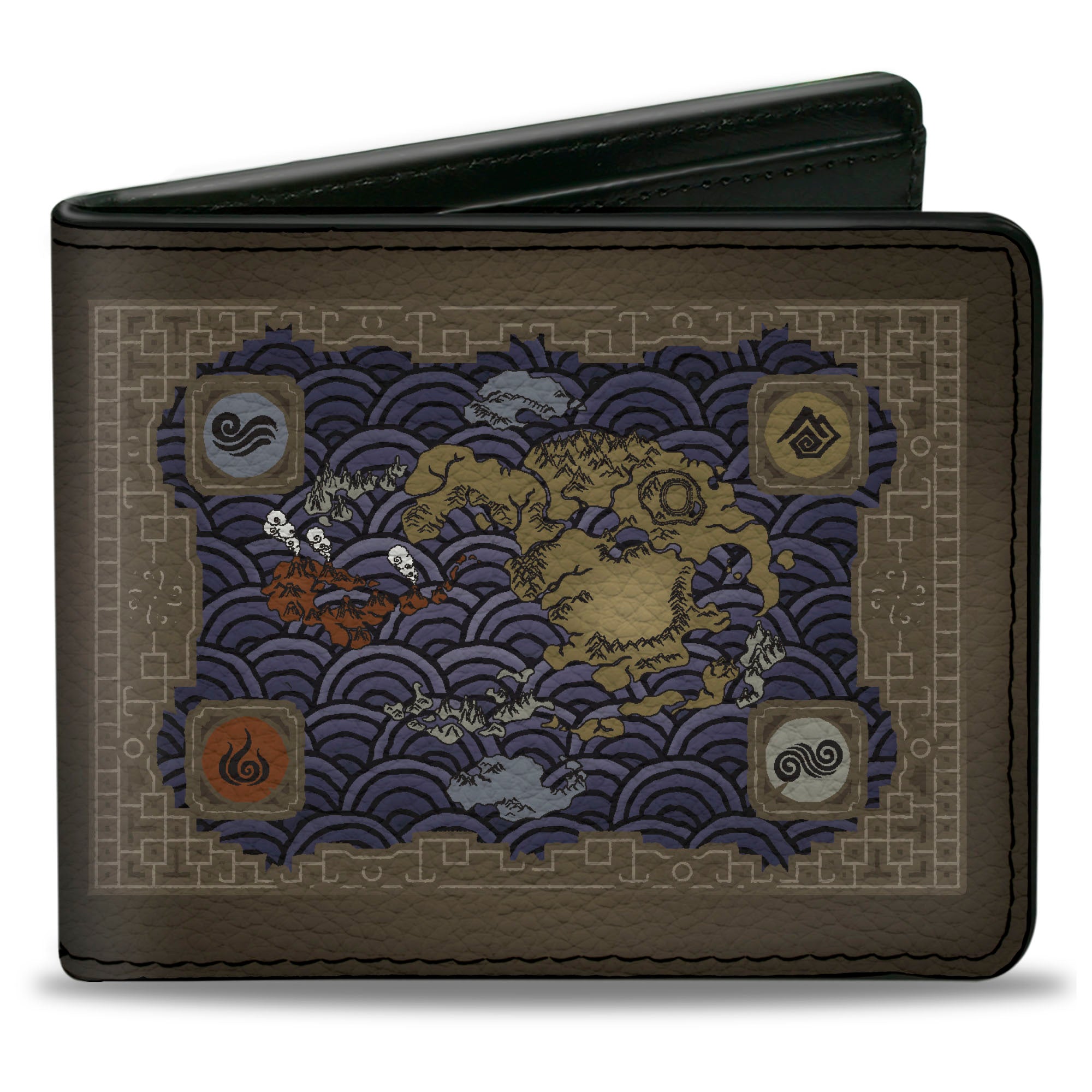 Bi-Fold Wallet - Avatar Last Airbender Elements Map with Icons and Tit ...