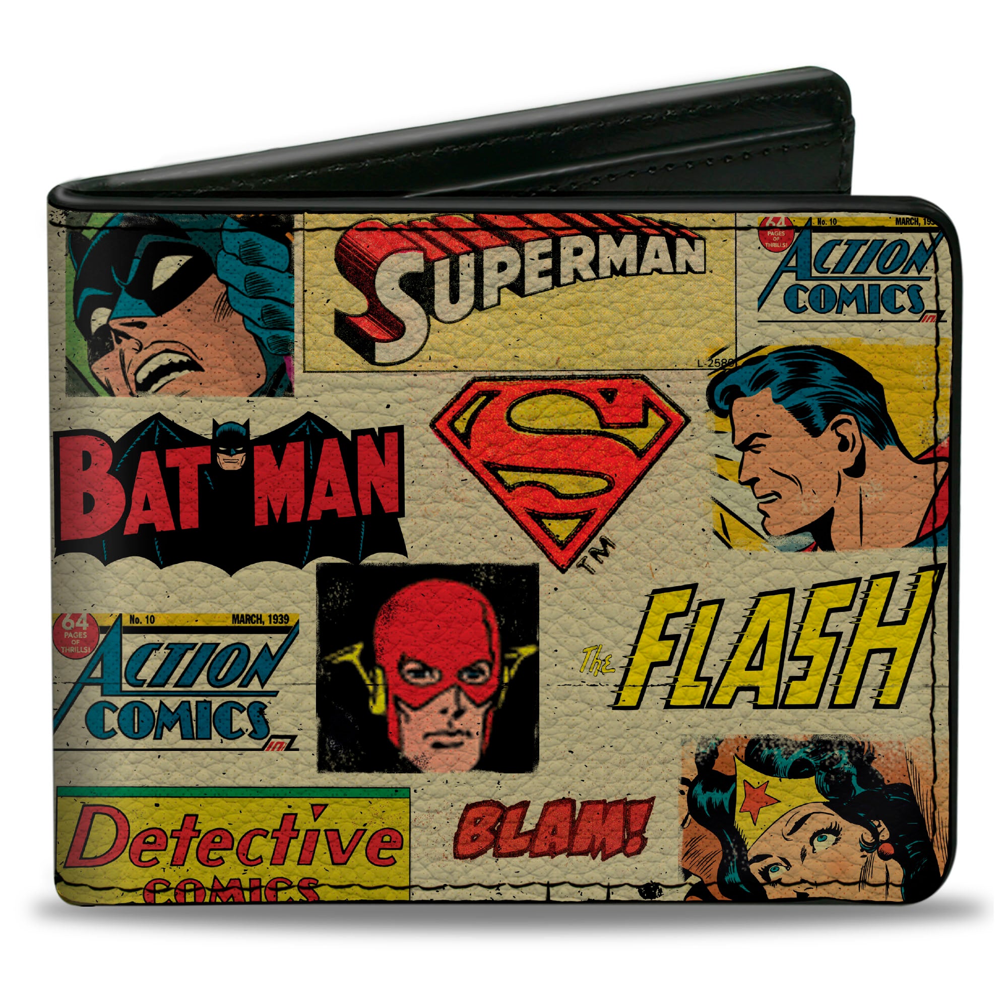 Bi-Fold Wallet - DC Comics Retro Superhero Faces and Logos Collage Ivo ...
