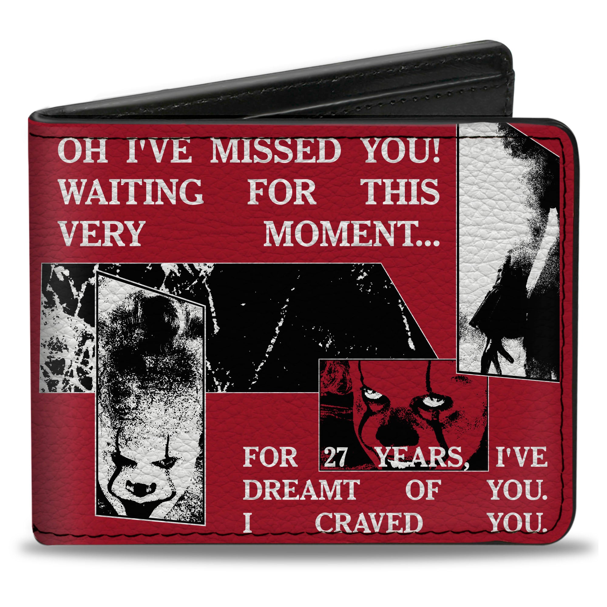 Bi-Fold Wallet - IT Pennywise Poses and Quotes Collage Red/White/Grays ...