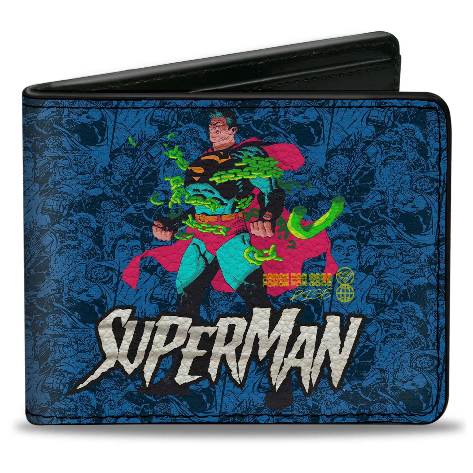 Bi-Fold Wallet - Superman Breaking Chains Pose and Action Poses Stacke ...