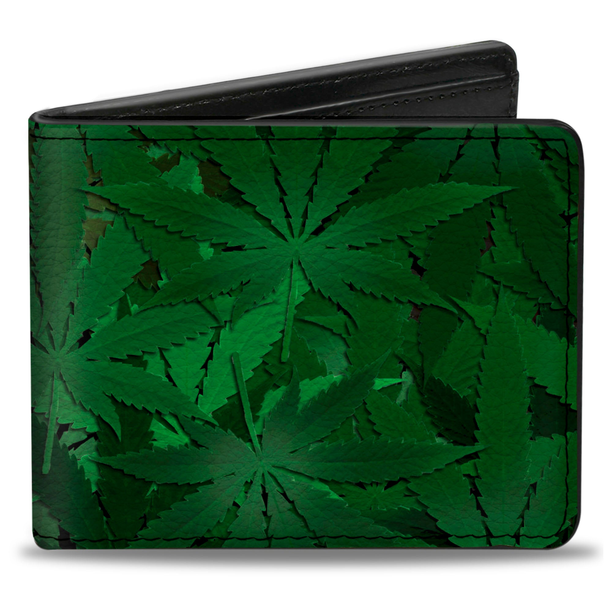 Bi-Fold Wallet - Marijuana Leaves Stacked – Buckle-Down