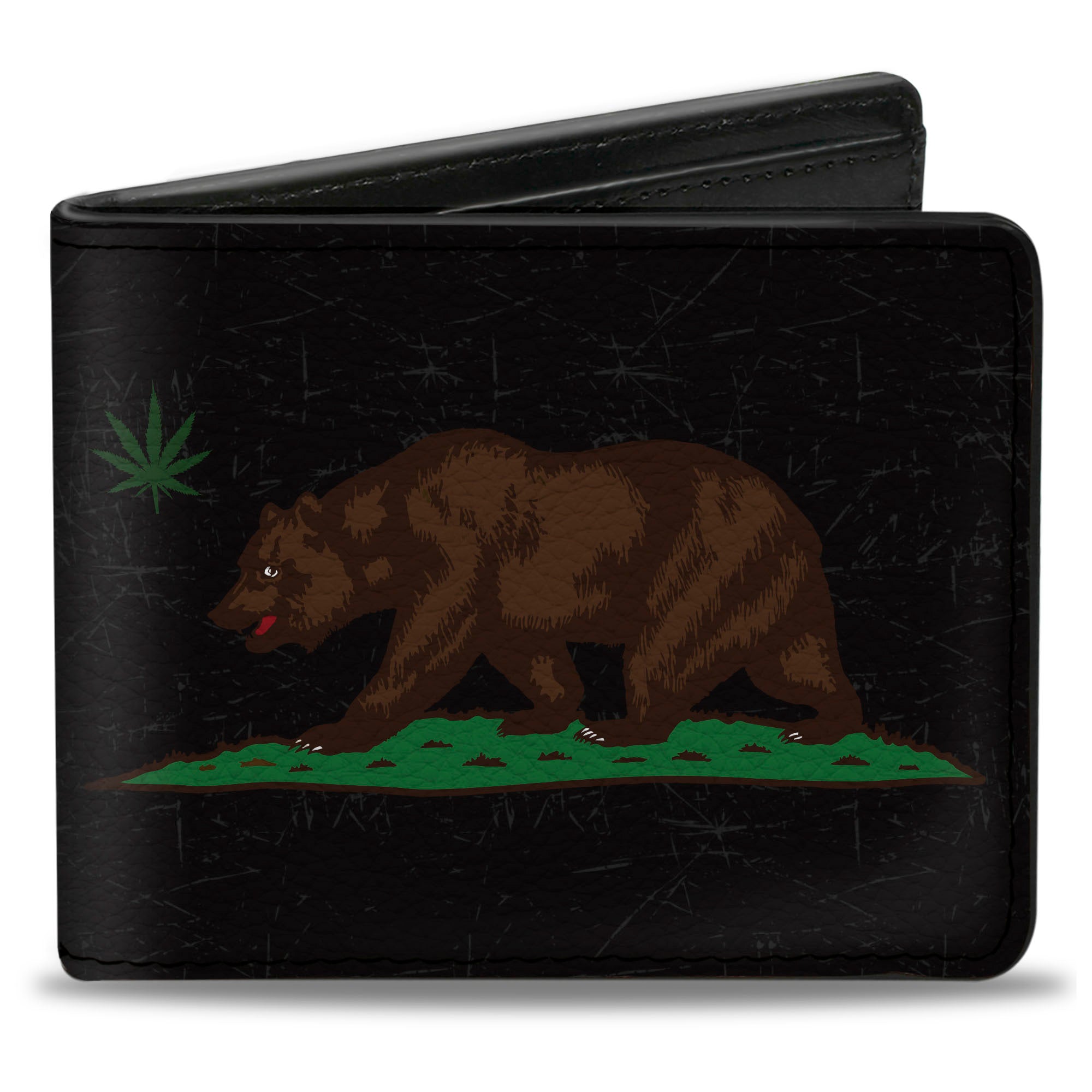 Bi-Fold Wallet - Cali Bear Pot Leaf Black Gray Green – Buckle-Down