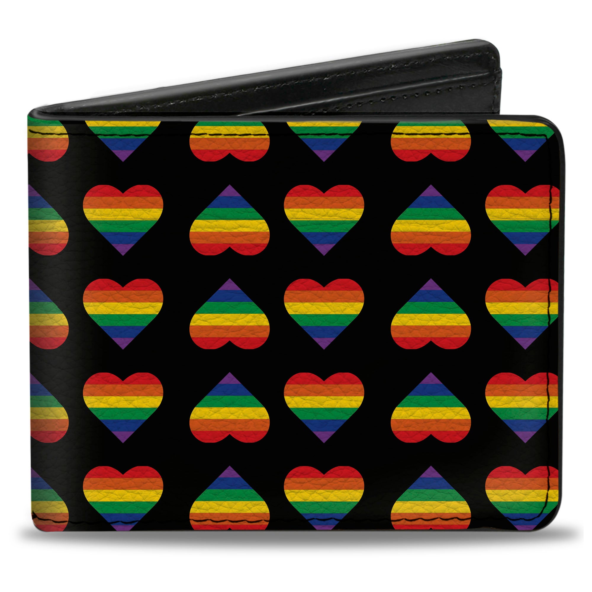 Bi-Fold Wallet - Rainbow Hearts Flip Black Multi Color – Buckle-Down