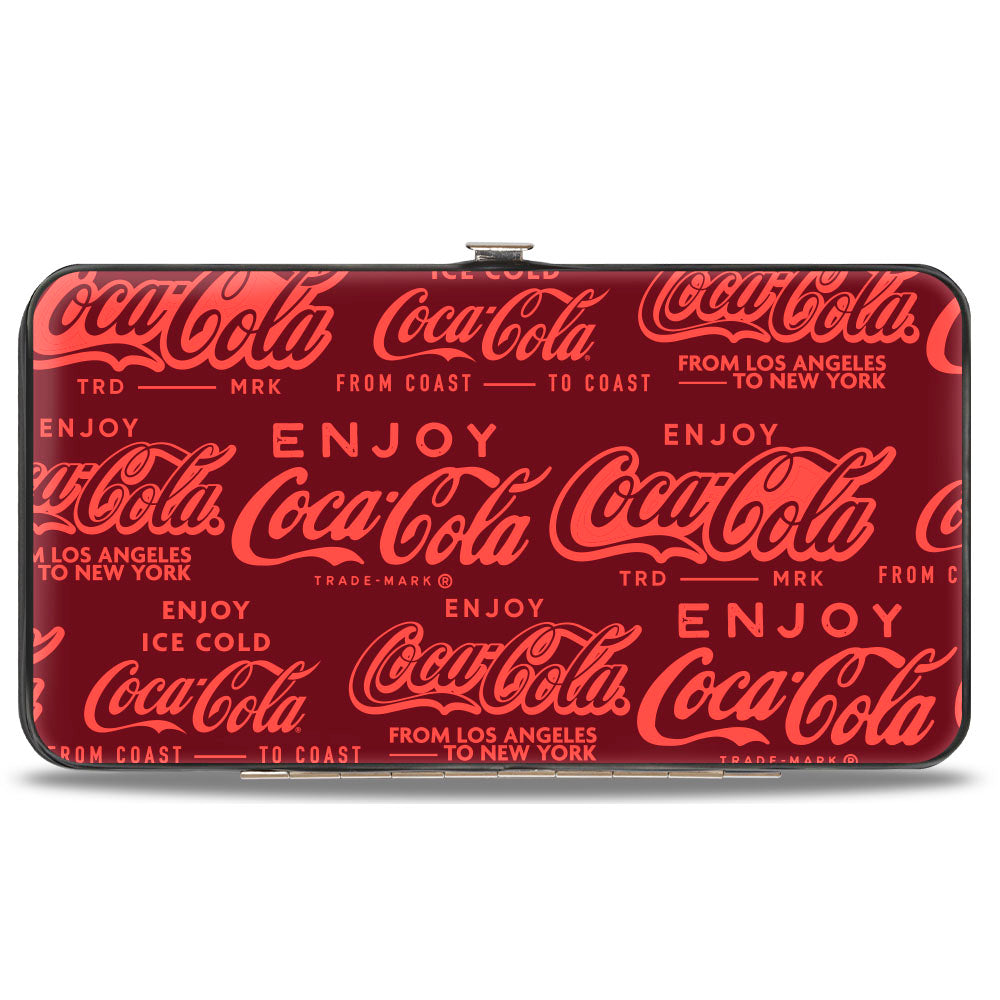 Hinged Wallet - ENJOY COCA-COLA Logos Brown/Red – Buckle-Down