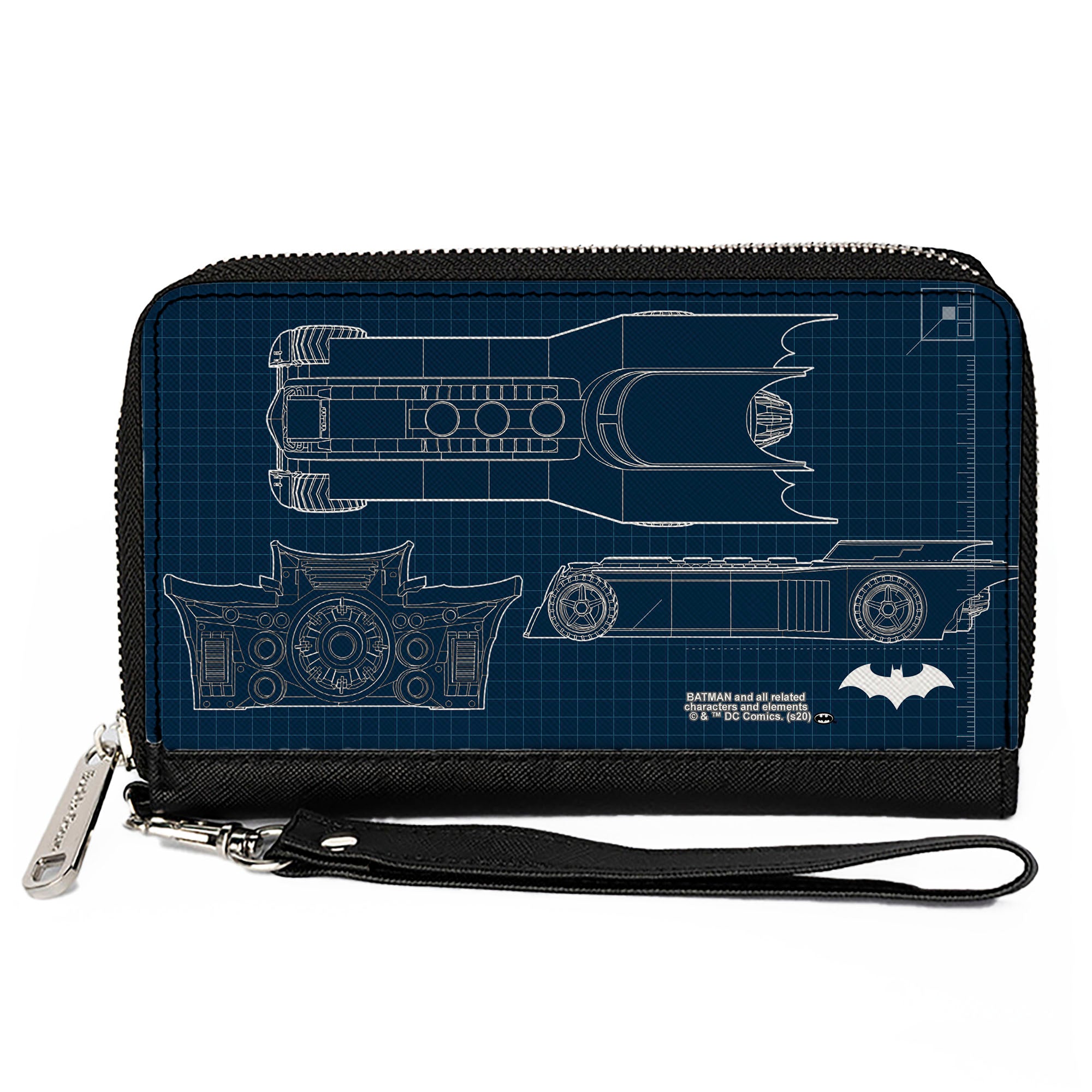 Women's PU Zip Around Wallet Rectangle - Batman Batmobile Blueprint Te ...