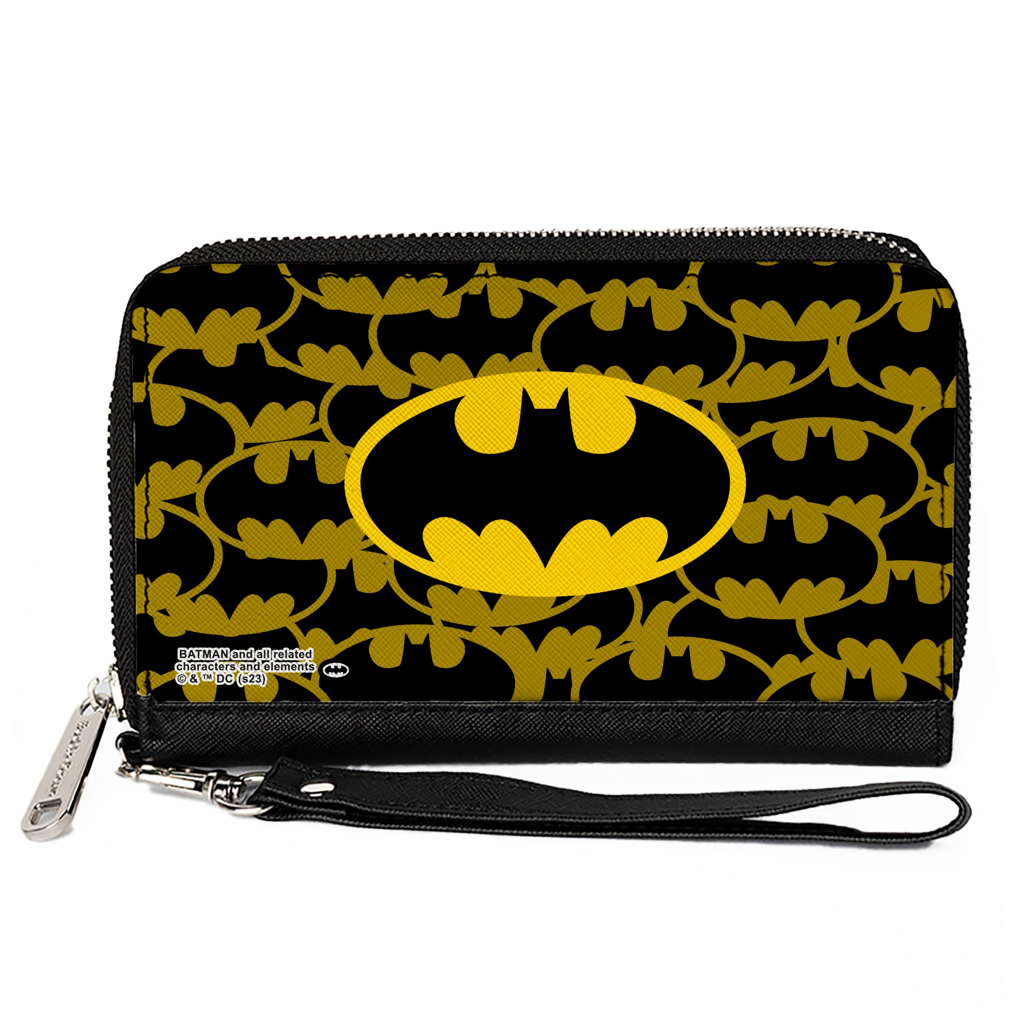 PU Zip Around Wallet Rectangle - Batman Bat Signal Stacked and Centere ...