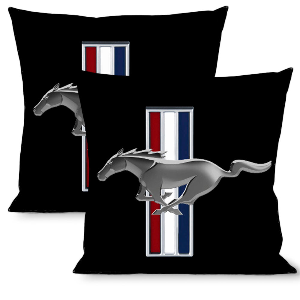 Pillow - THROW - Ford Mustang w Bars Logo Black – Buckle-Down