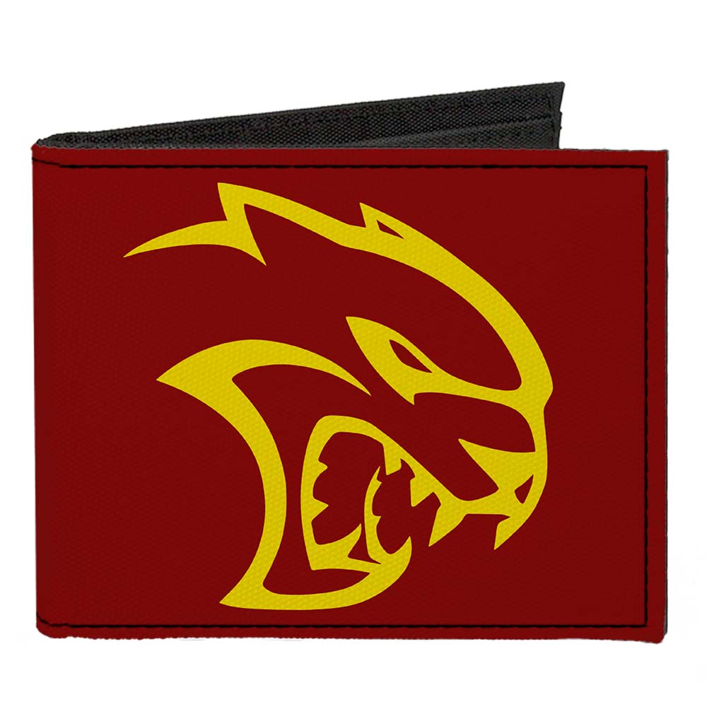 Canvas Bi-Fold Wallet - Dodge Hellcat Logo + SRT Burgundy Yellow ...